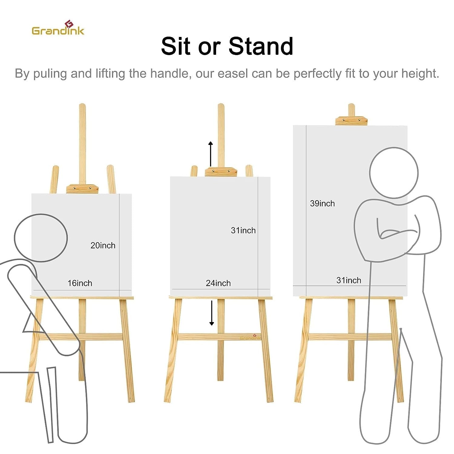 Grandink®Pinewood Easel Stand-5FT - Grandink