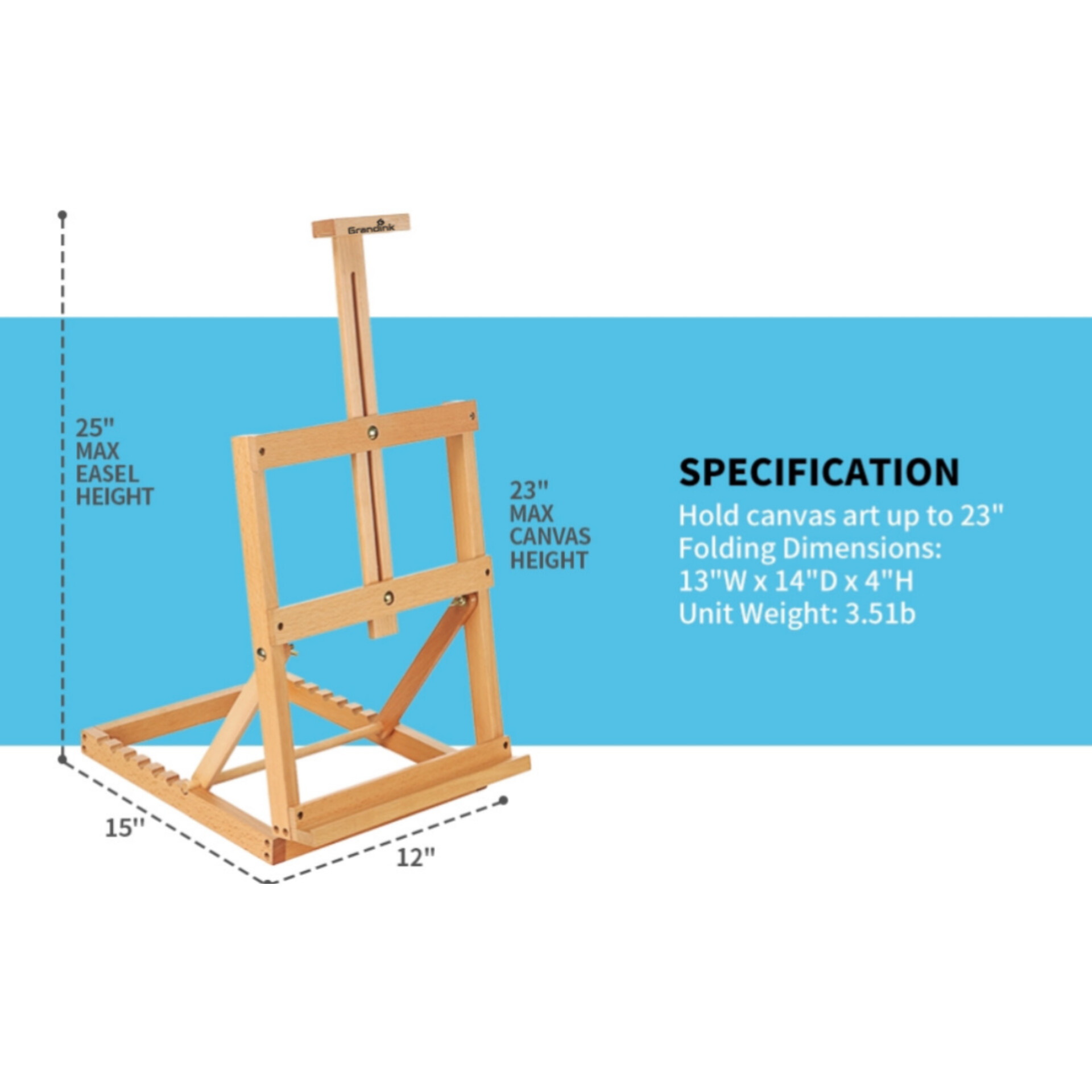 Grandink Tabletop H-Frame Beechwood Easel - Grandink
