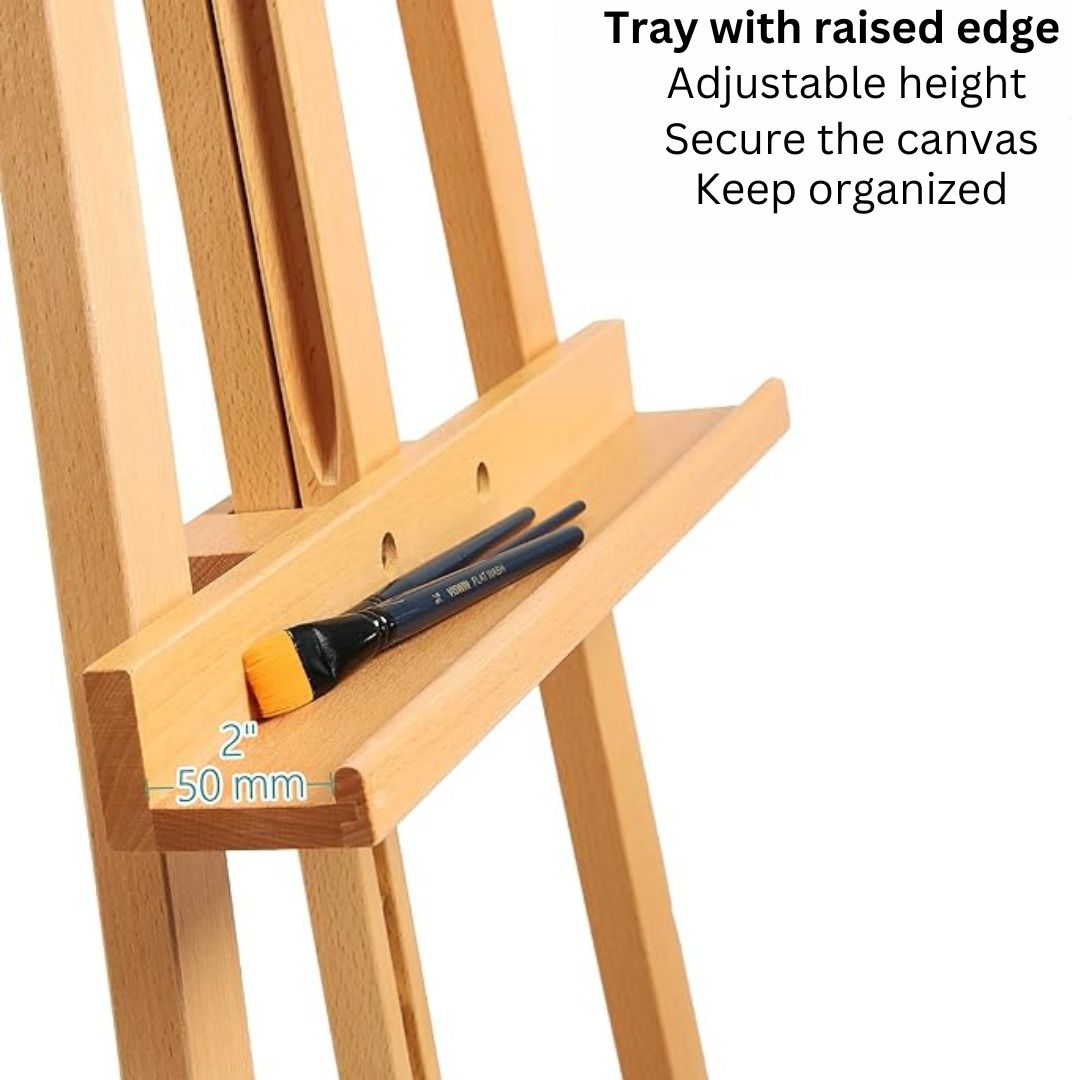 Grandink Lyre Style A-Frame BeechWood Art Easel for Painting